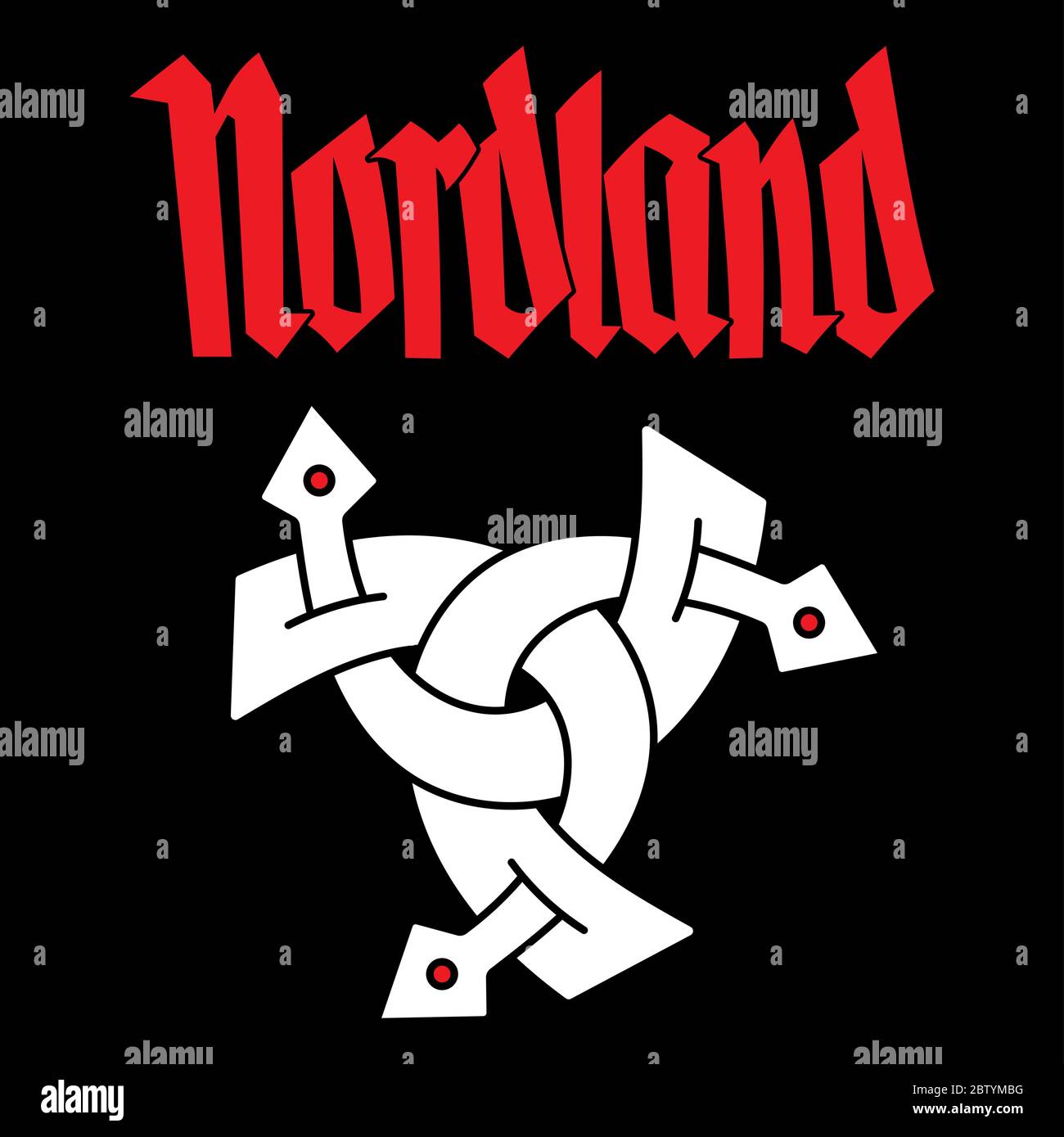 Viking Scandinavian design. Triple Horn of Odin and inscription with ...