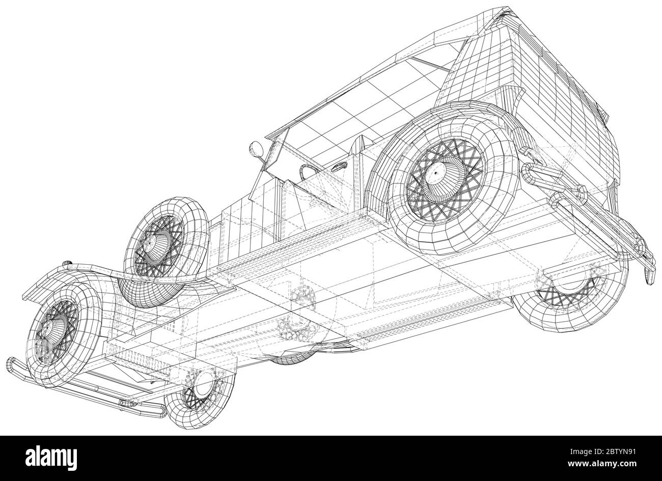 Vector Wire-frame isolated Classic car on background. Vector rendering ...