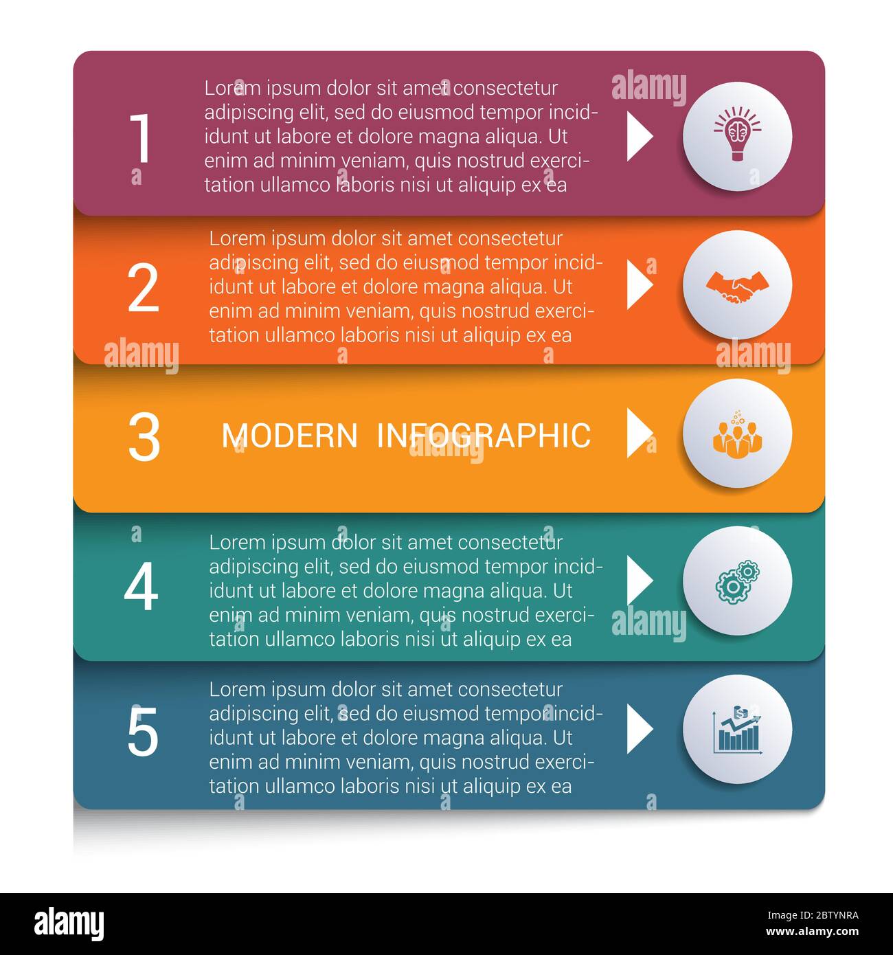 Infographics from color strips. Modern infographics 5 options for banner, business processes ...