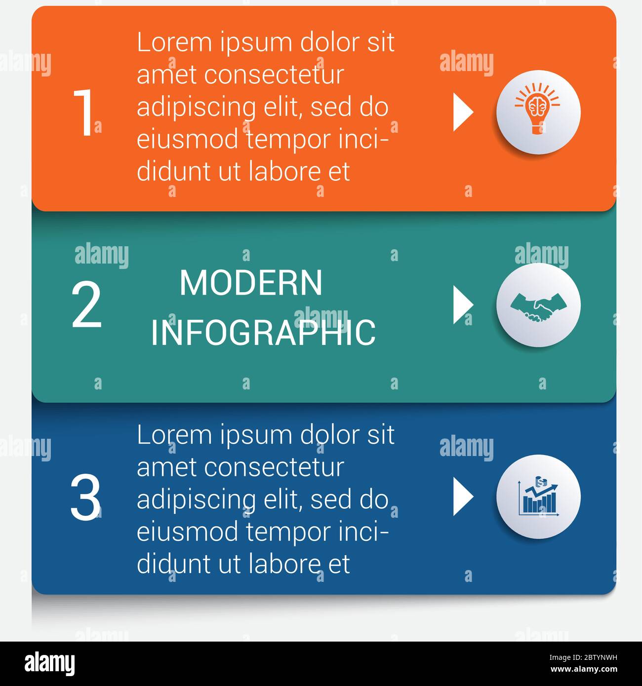 Infographics from color strips. Modern infographics 3 options for banner, business processes ...