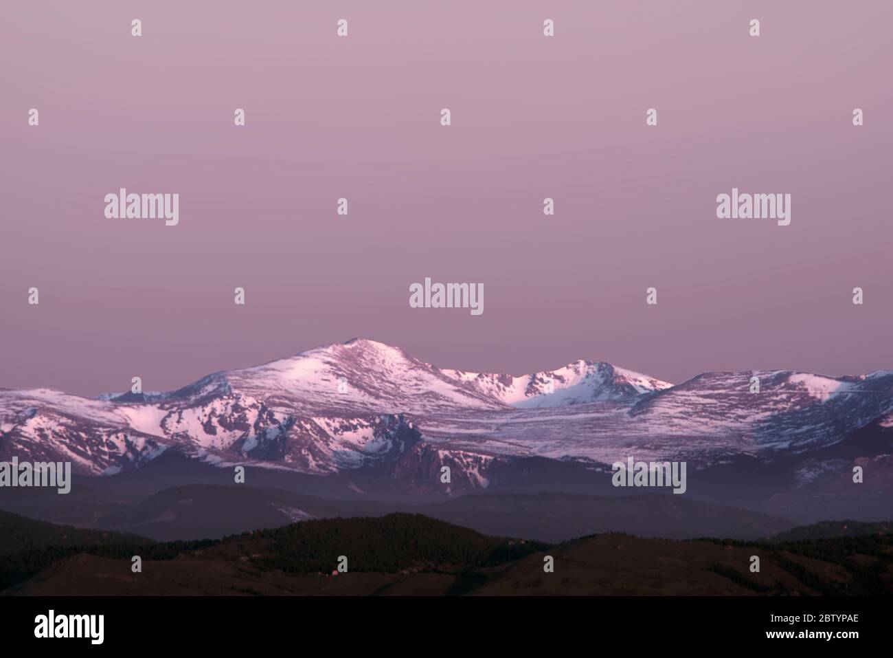 Mount Evans, Colorado, at Sunrise in Spring with Snow and Sky in Pink ...
