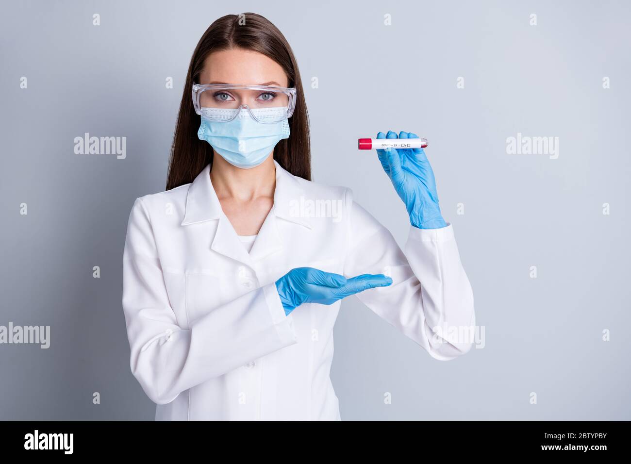 Photo of beautiful young lady doc clinic hospital virology examination ...