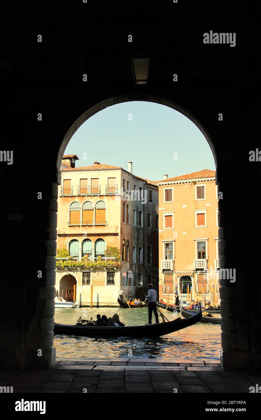 Venice Arch with Canal Stock Photo - Alamy