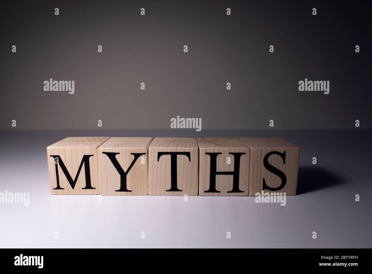 Myths word written on wood block. myths text on table, concept Stock ...