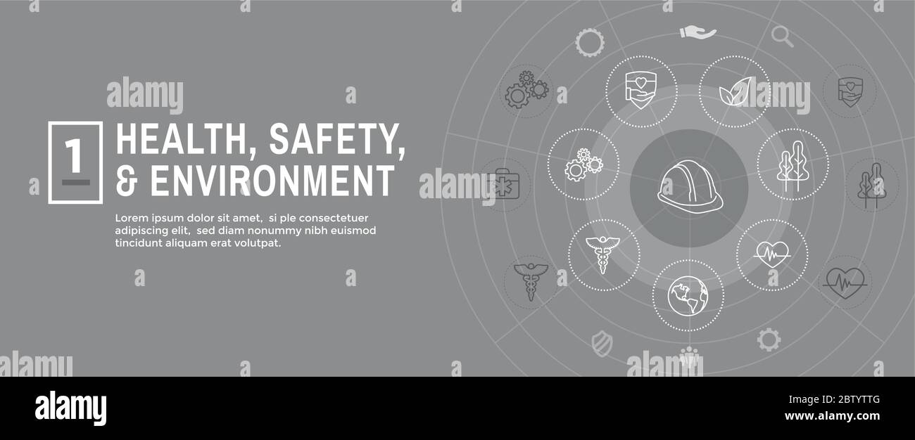 Health Safety & Environment Icon Set and Web Header Banner Stock Vector ...