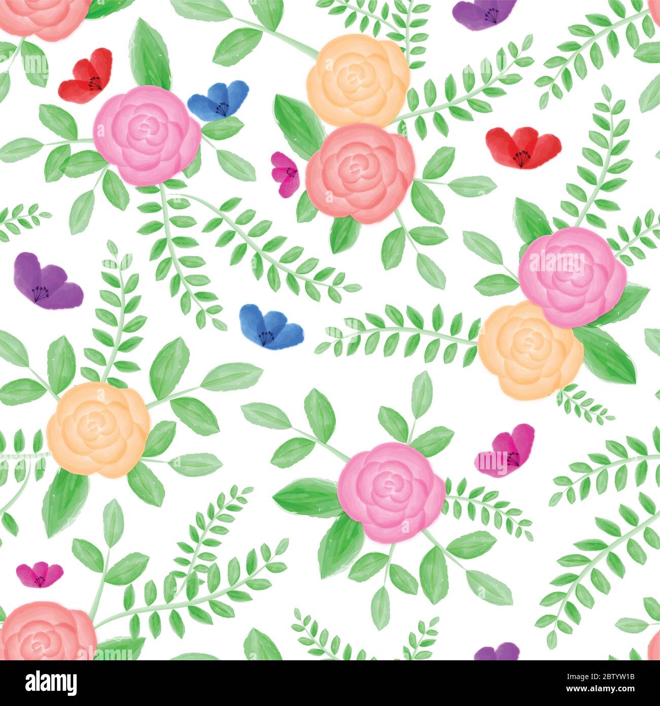 Floral seamless pattern watercolor Stock Vector Images - Alamy
