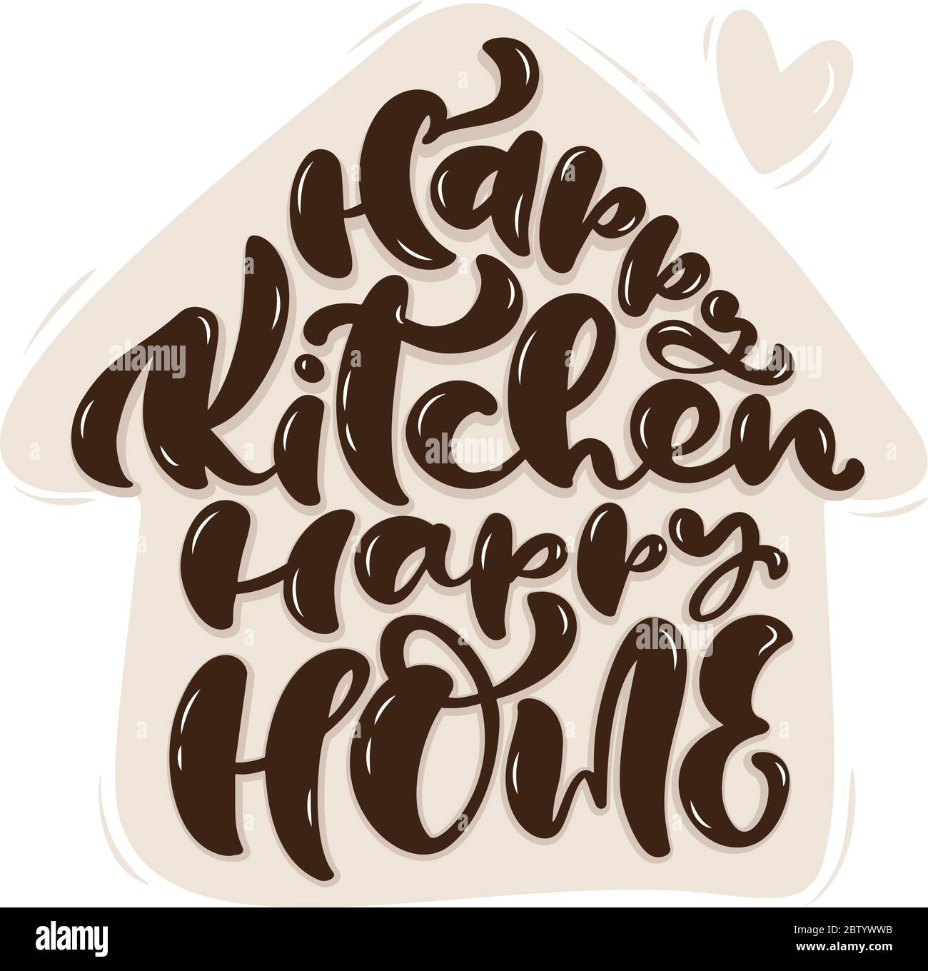 Happy Kitchen Happy Home calligraphy lettering vector cooking text for ...