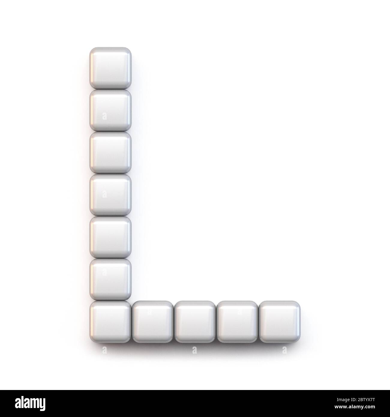 White cube, pixel font Letter L 3D render illustration isolated on ...