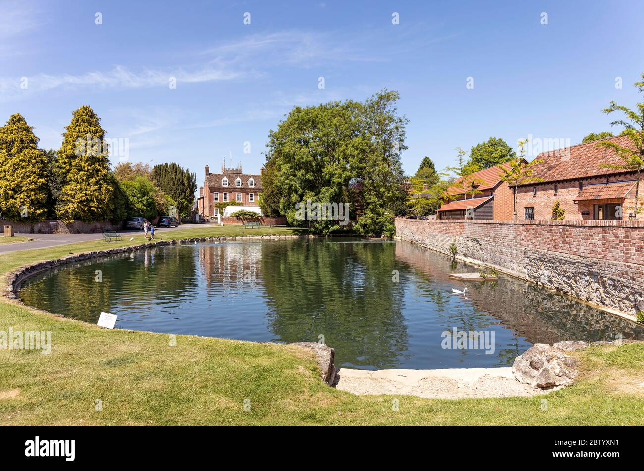 The Duck Pond in the village of Urchfont, Wiltshire, England, UK Stock ...