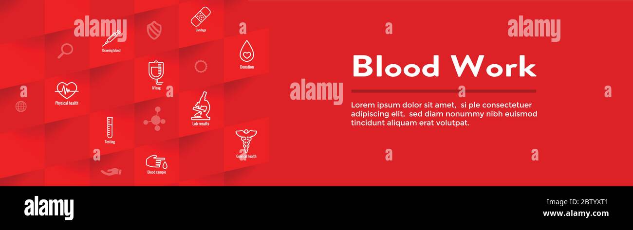 Blood testing work icon set and a web header banner Stock Vector Image ...
