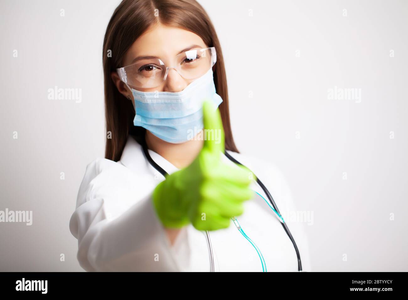 Medicine concept, female doctor in clinic wears personal protective ...