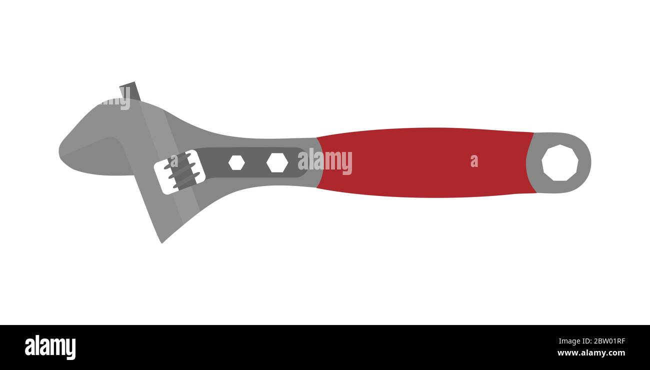 Adjustable wrench tool vector flat illustration isolated on white Stock ...