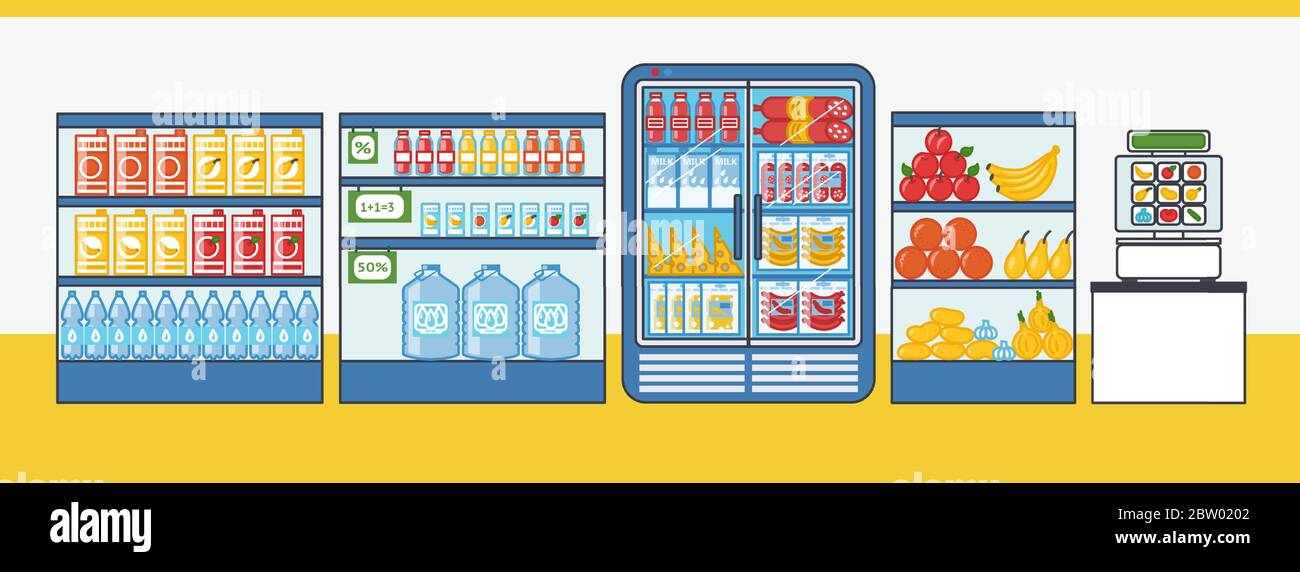 Cartoon Supermarket Shelves