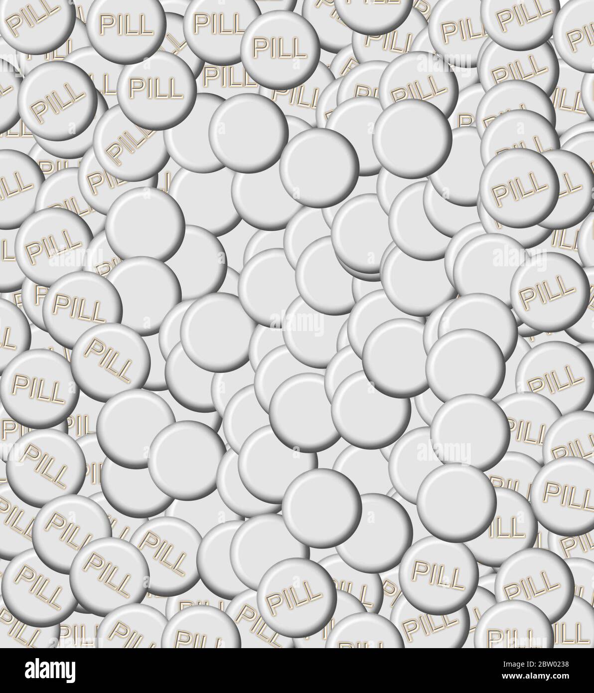 Background image shows large pile of pills with blank area for ...