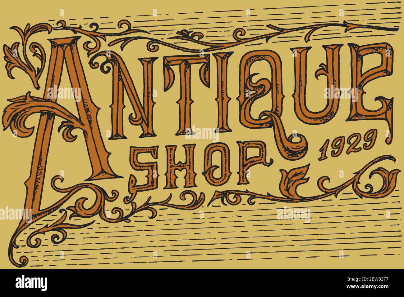 Antique frame label. Vintage golden card. Shop badge. Victorian ancient ...