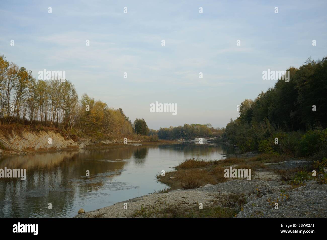 The bed of the river Tanaro near Pollenzo, Piemonte-Italy Stock Photo ...