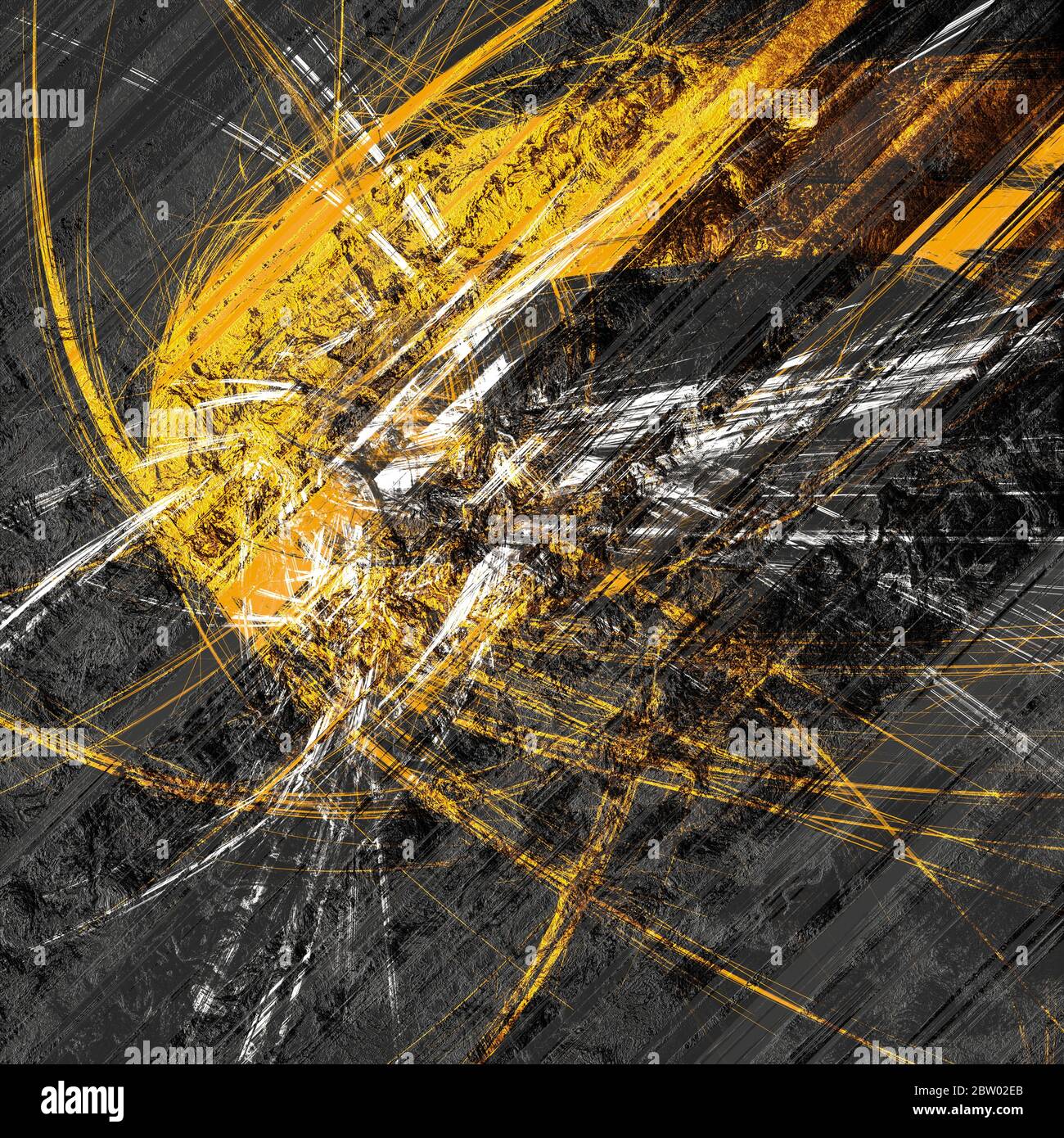 Dirty abstract art of golden and white metallic scratches on black ...