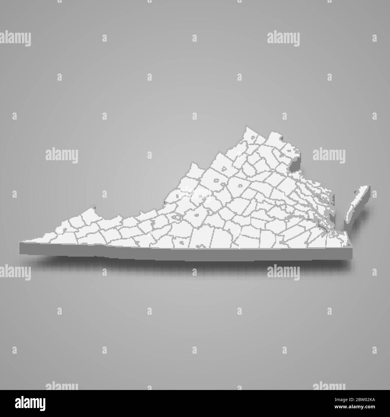 3d map of Virginia is a state of United States Stock Vector Image & Art ...