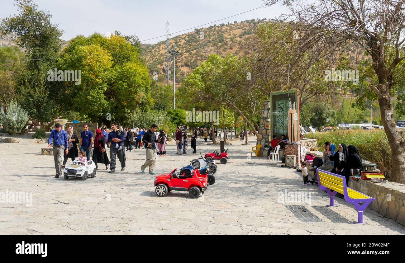 Festive scene in a city park in the Kurdish province of Marivan (Iran ...