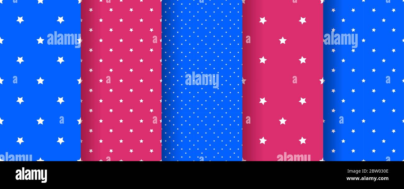 Set of seamless patterns with stars, in the colors of the american flag ...