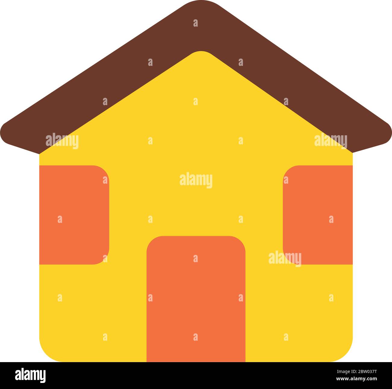 cartoon house icon over white background, flat style, vector ...