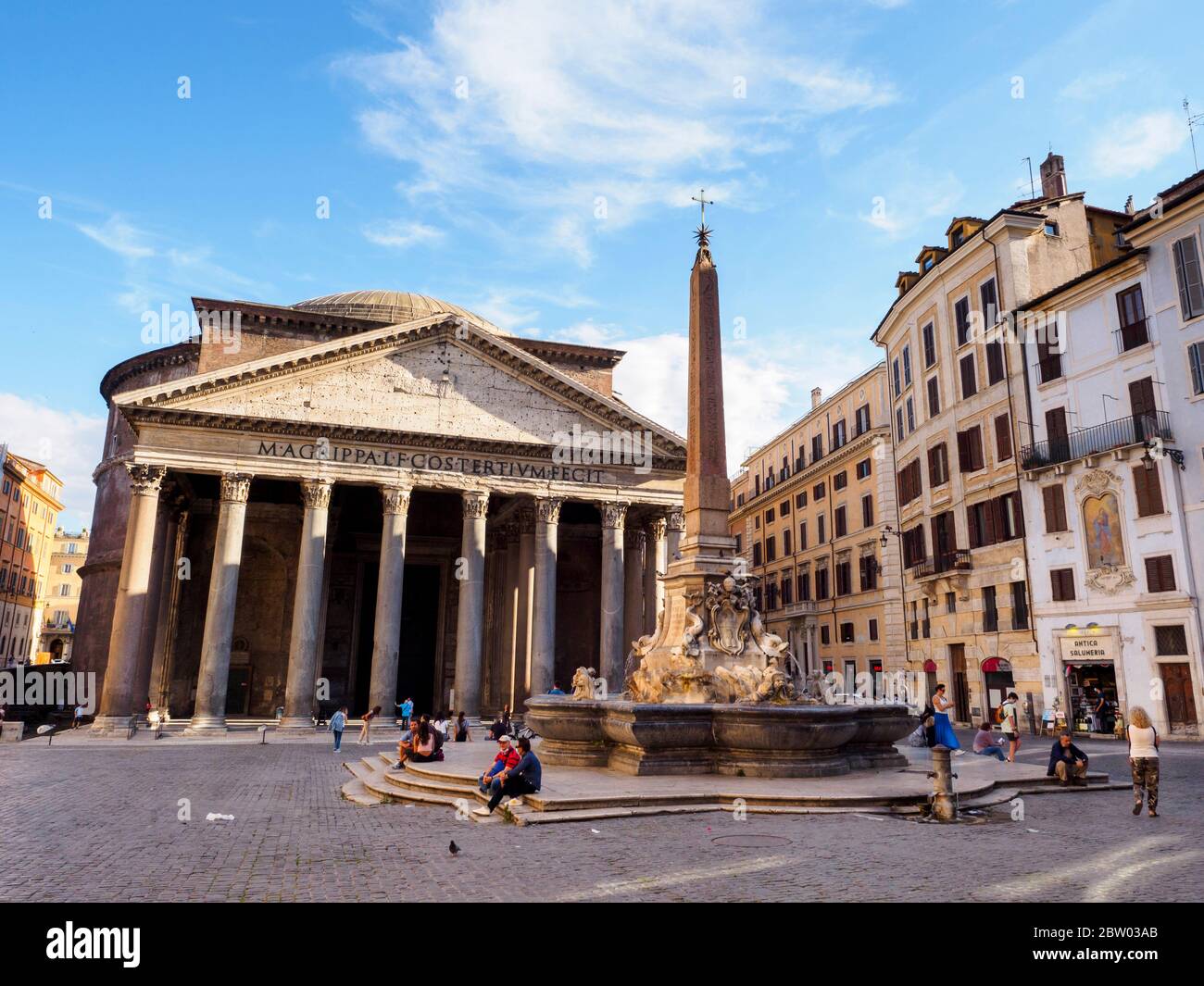 Pantheon in piazza della Rotonda and its fountain constructed by ...