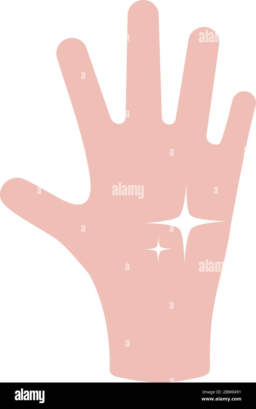 clean hand icon over white background, flat style, vector illustration ...