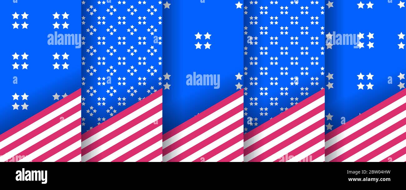 Set of seamless patterns with stars, in the colors of the american flag ...