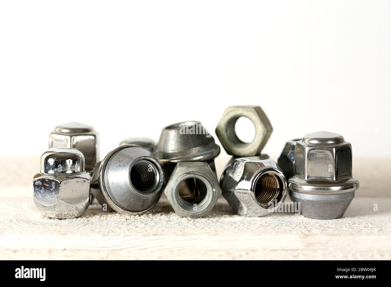 Various types of special nuts for fixing automotive wheels Stock Photo ...