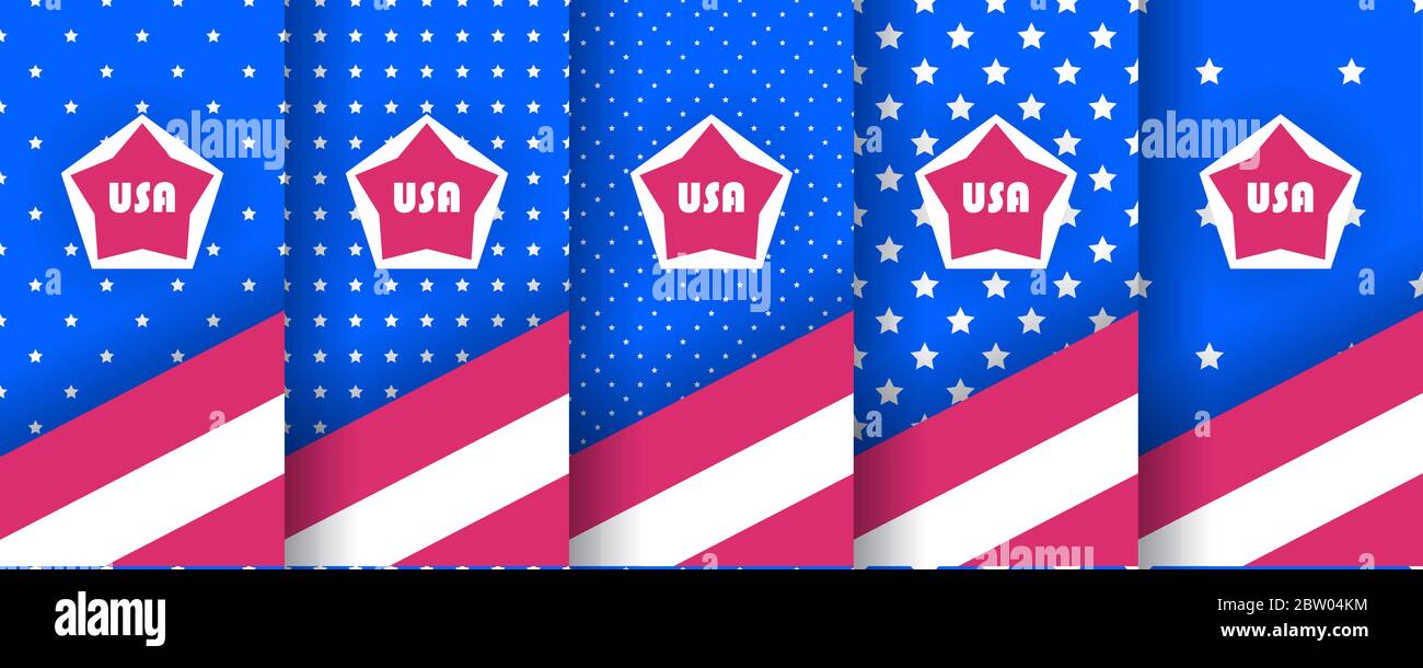 Set of seamless patterns with stars, in the colors of the american flag ...