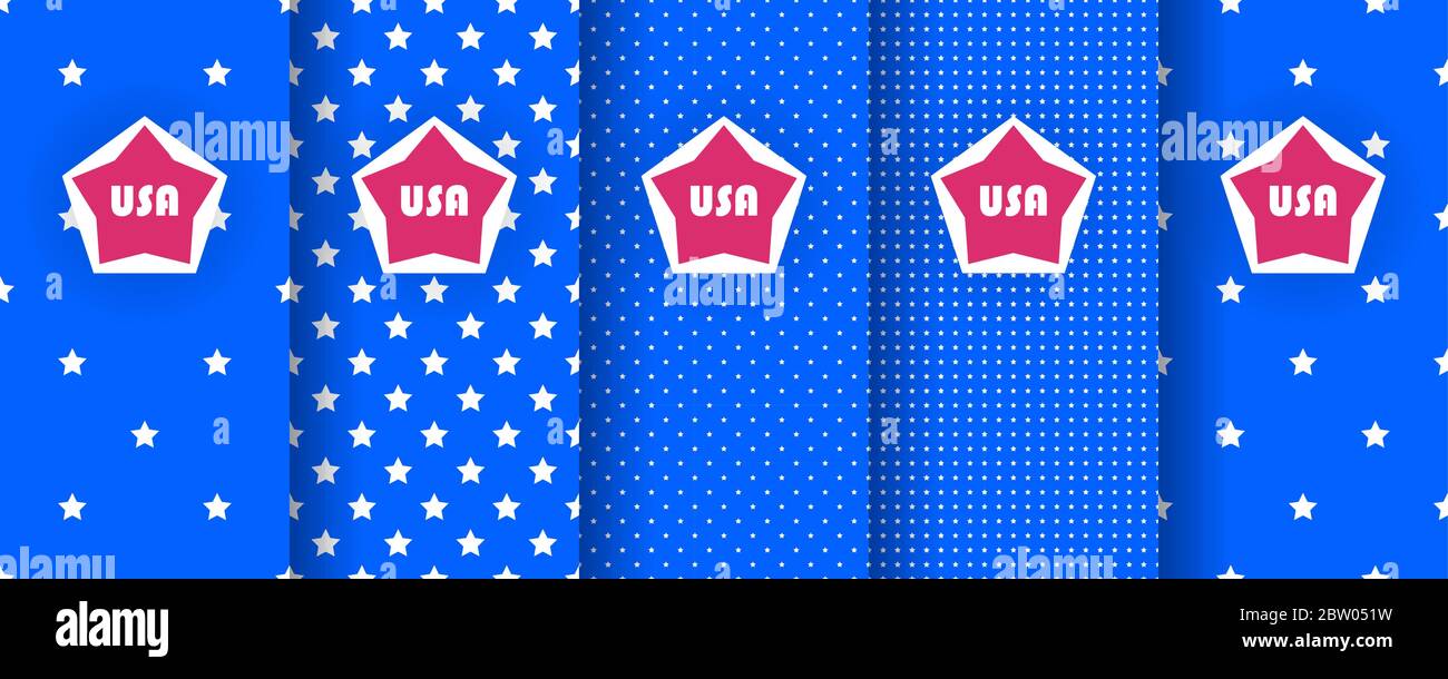 Set of seamless patterns with stars, in the colors of the american flag ...
