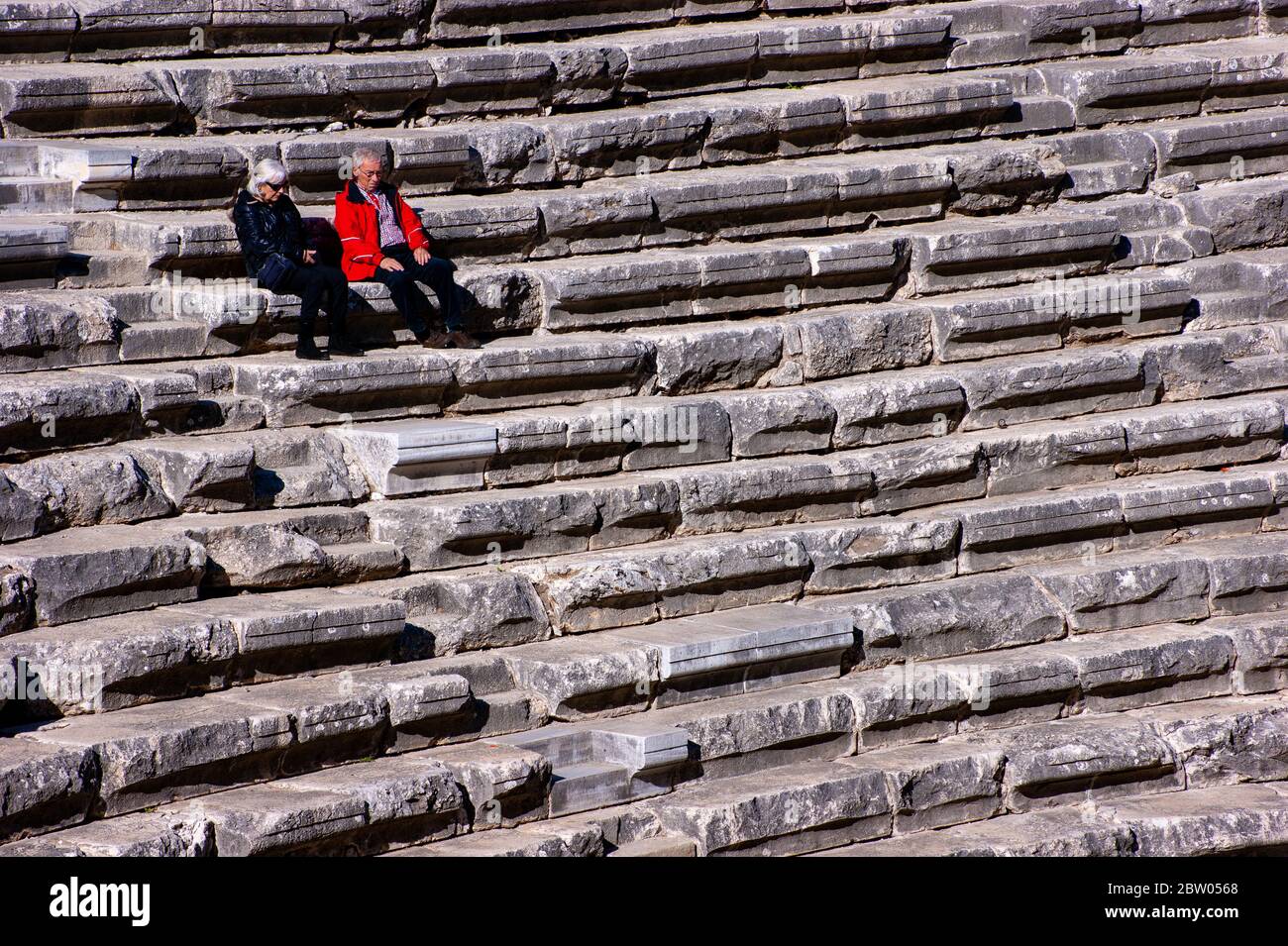 Two Looking down the Steps of the Amphitheatre Stock Photo - Alamy