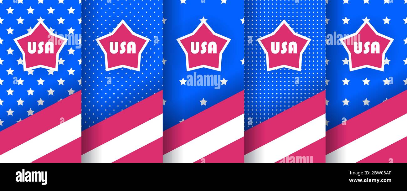 Set of seamless patterns with stars, in the colors of the american flag ...