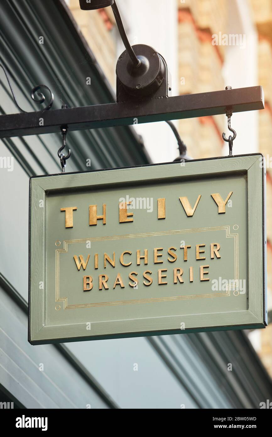 The Ivy Restaurant signage, Winchester, Hampshire Stock Photo - Alamy