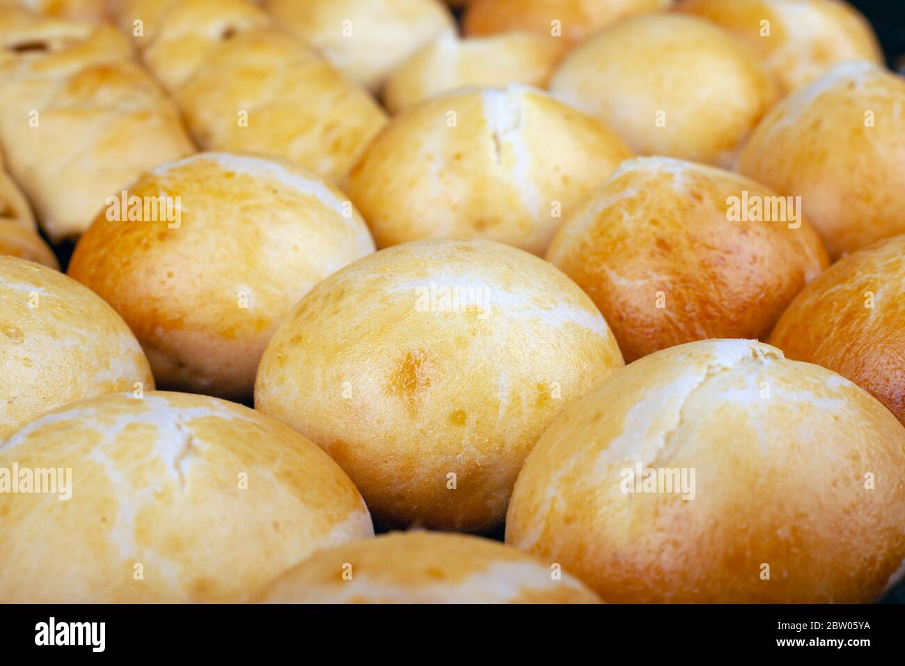 freshly baked hot buns close-up. bakery products Stock Photo - Alamy