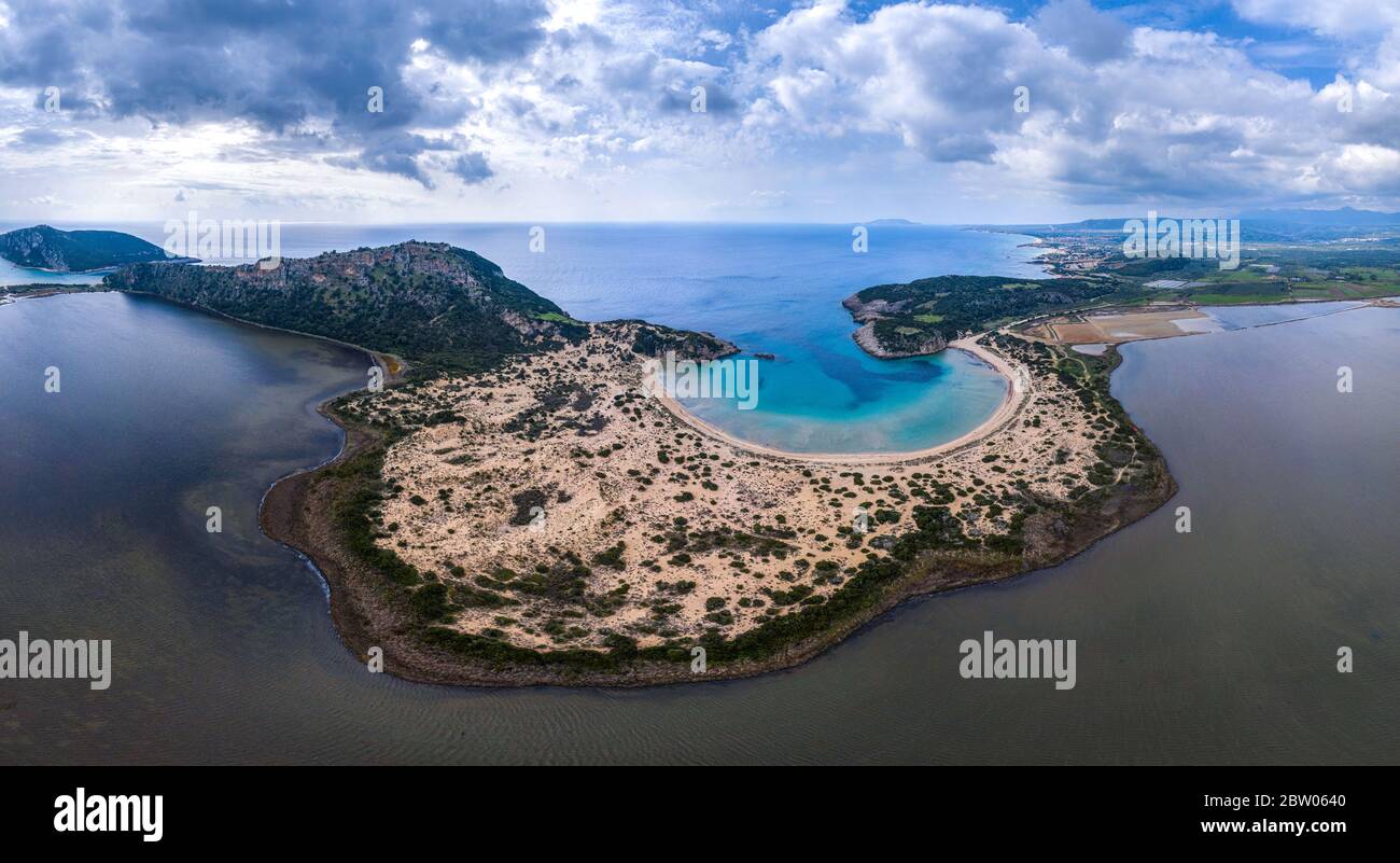 Wide panorama of Voidokilia beach, one of the best beaches in ...