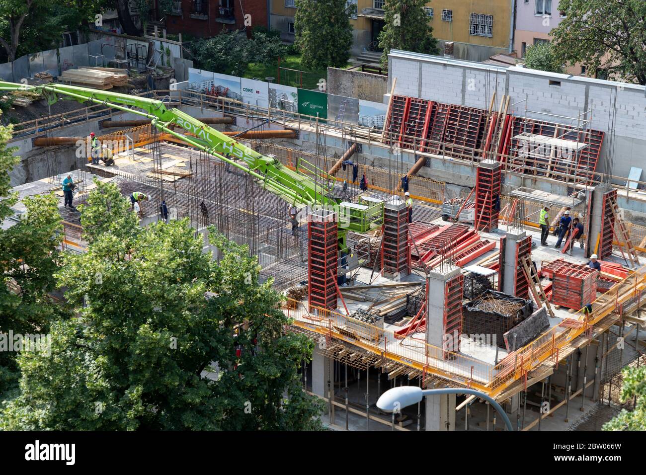 Belgrade, Serbia, May 28, 2020: View of apartment complex construction ...