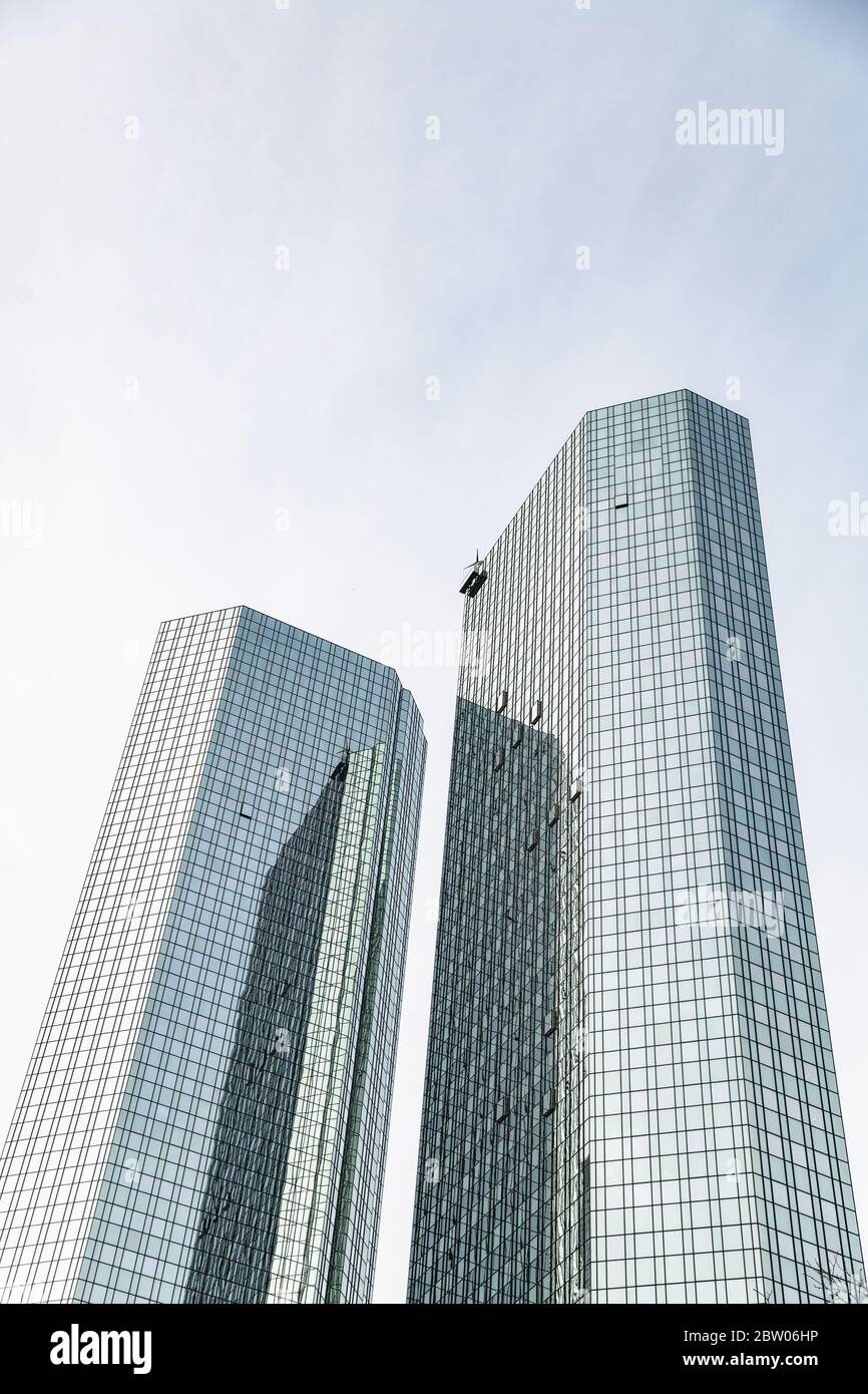 Two towers of skyscrapers in business district Stock Photo - Alamy