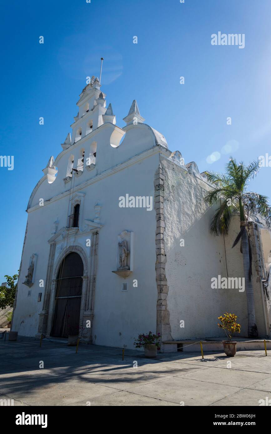 Facade of Iglesia de Santiago church, a beautiful Baroque style church ...