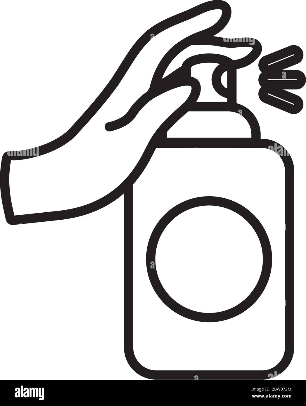 hand with spray can icon over white background, line style, vector ...
