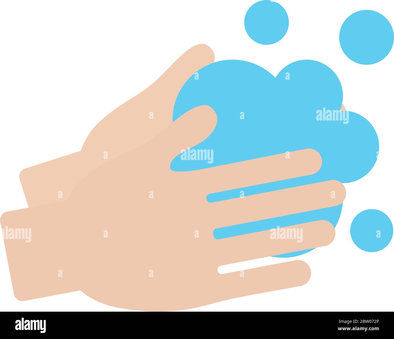 handwashing concept, hands with soapy water icon over white background ...