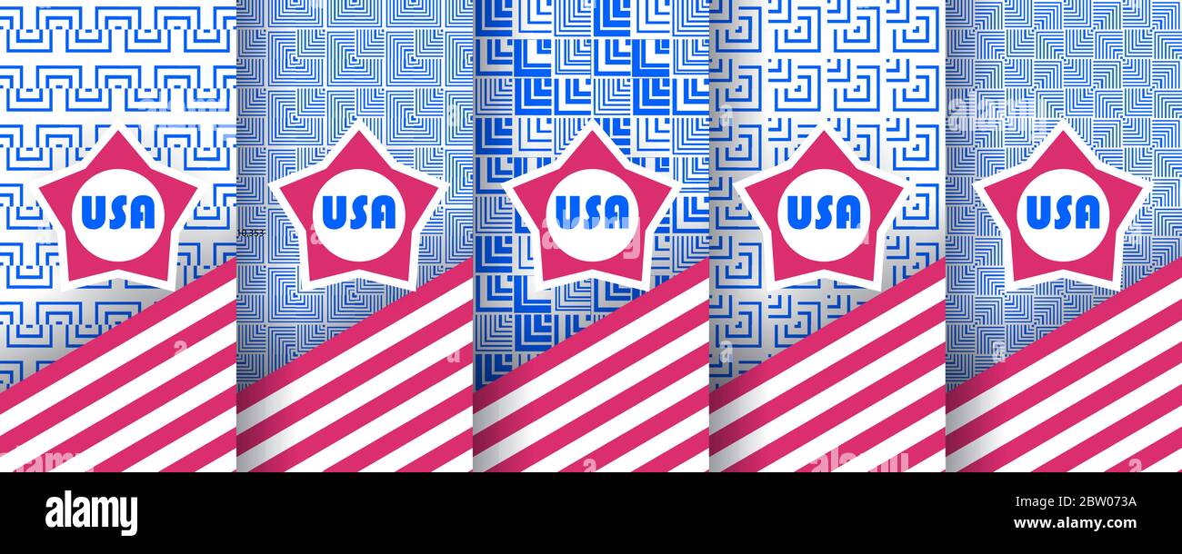 Set of seamless patterns with stars, in the colors of the american flag ...