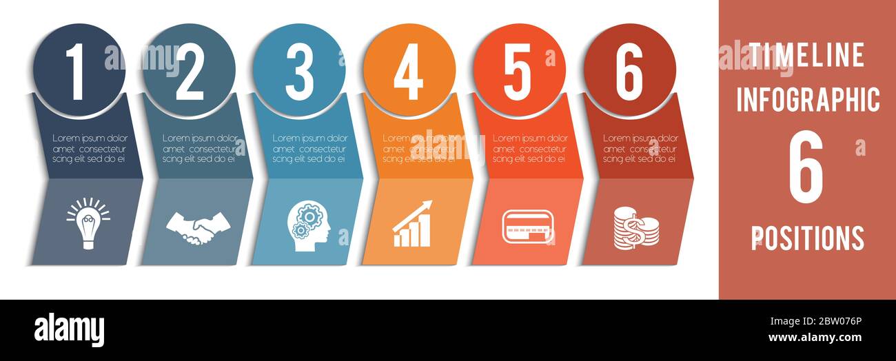 Timeline of colored arrows and numbered circles Stock Vector Images - Alamy