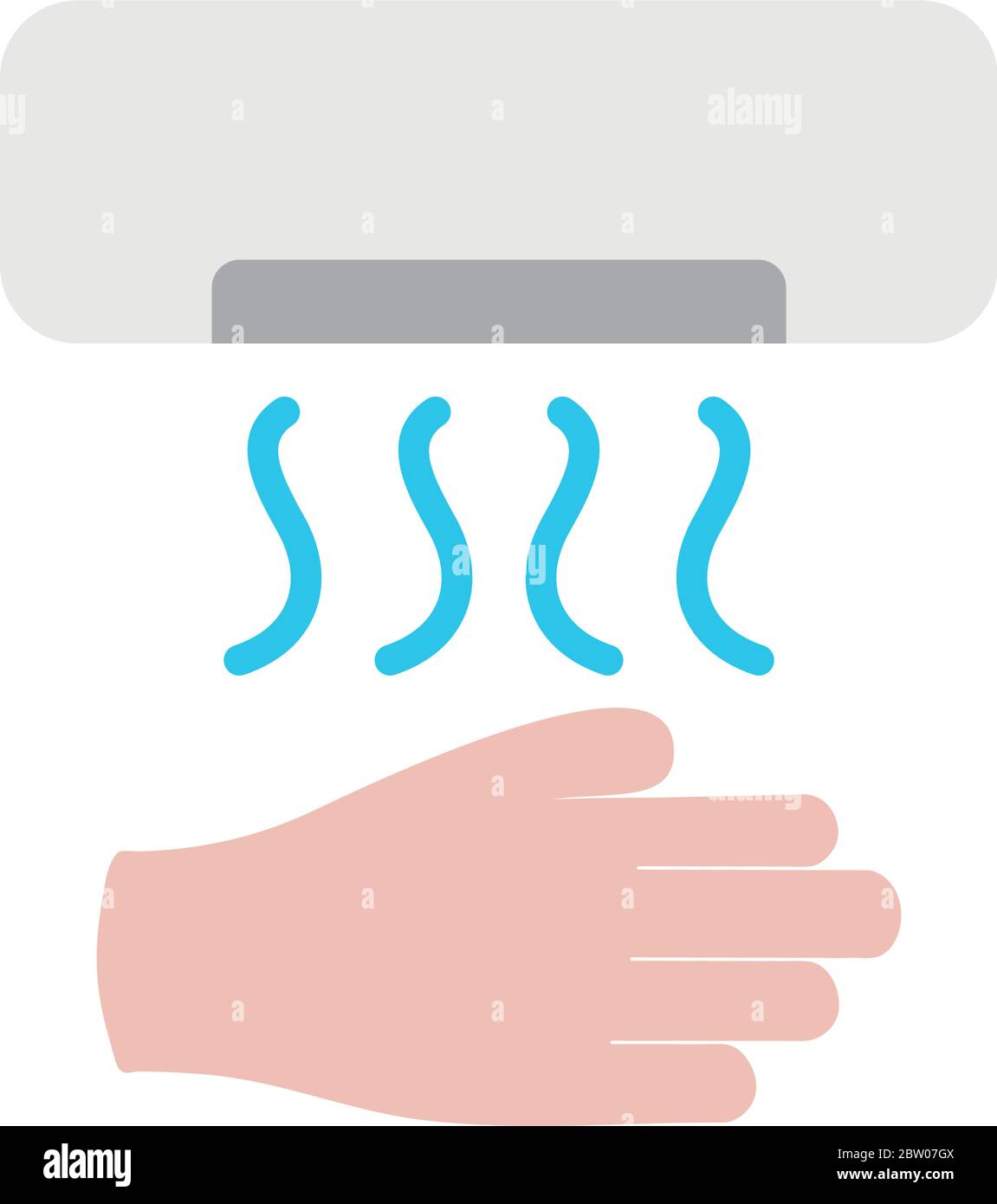 dryer and hand icon over white background, flat style, vector ...