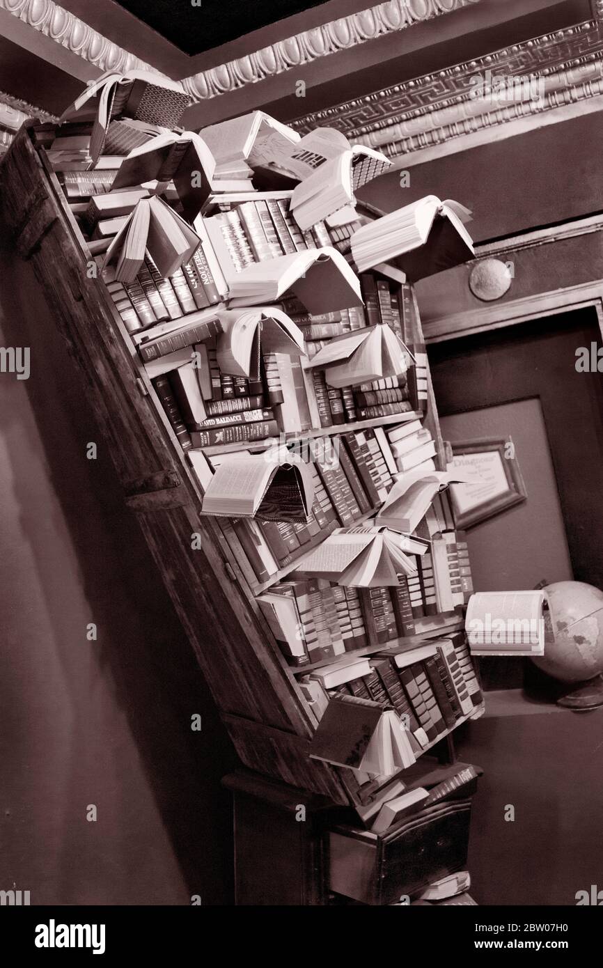 Flying books bookshelf hi-res stock photography and images - Alamy