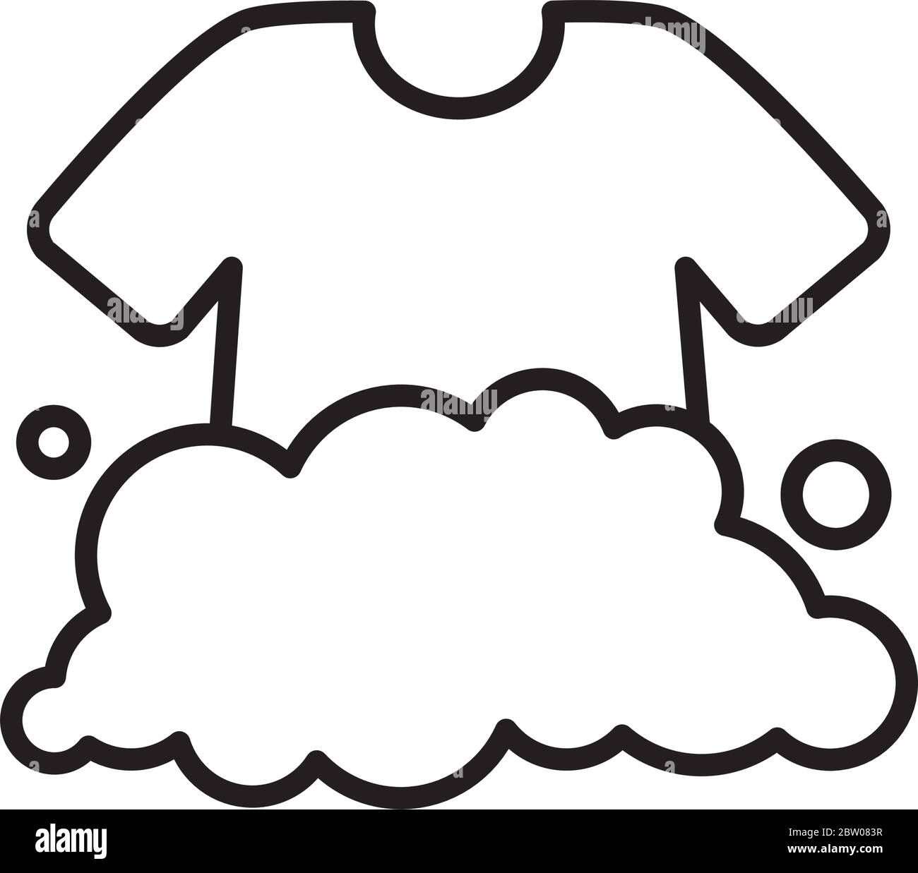 soapy water and tshirt icon over white background, line style, vector ...