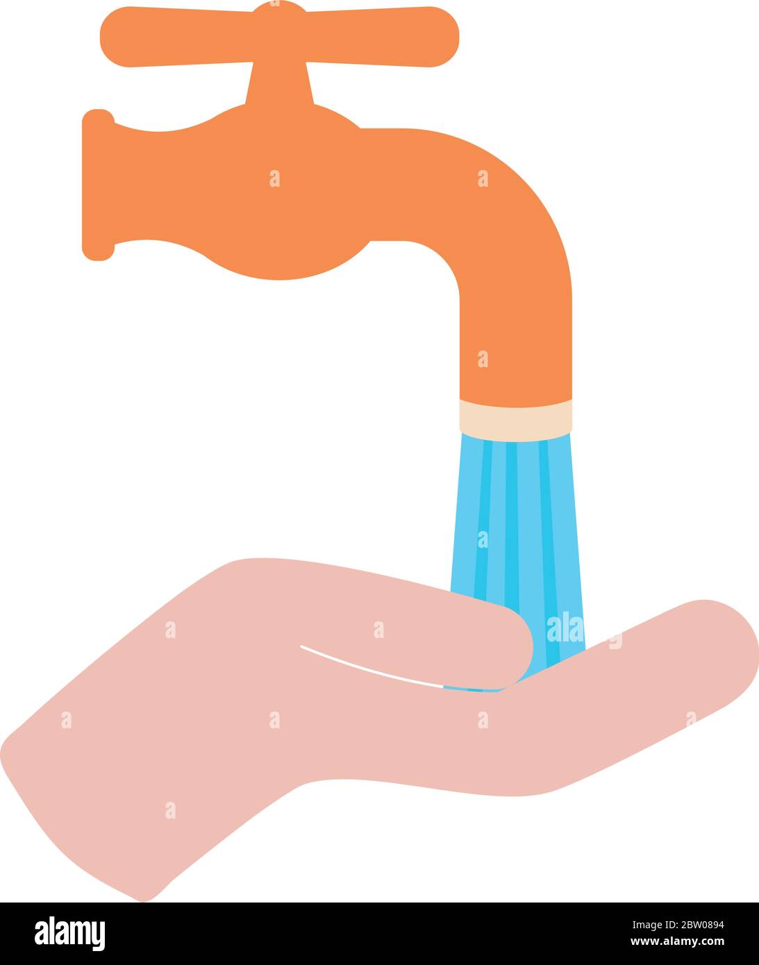 hand and water faucet icon over white background, flat style, vector ...