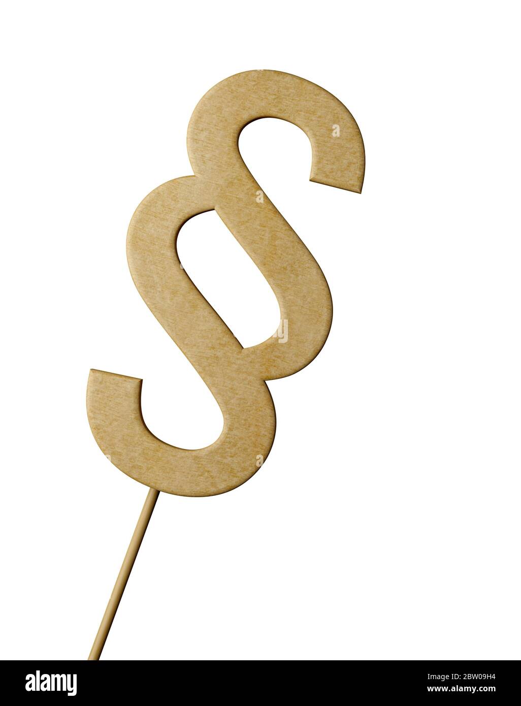 Brown wooden section sign on wooden stick isolated on white background ...