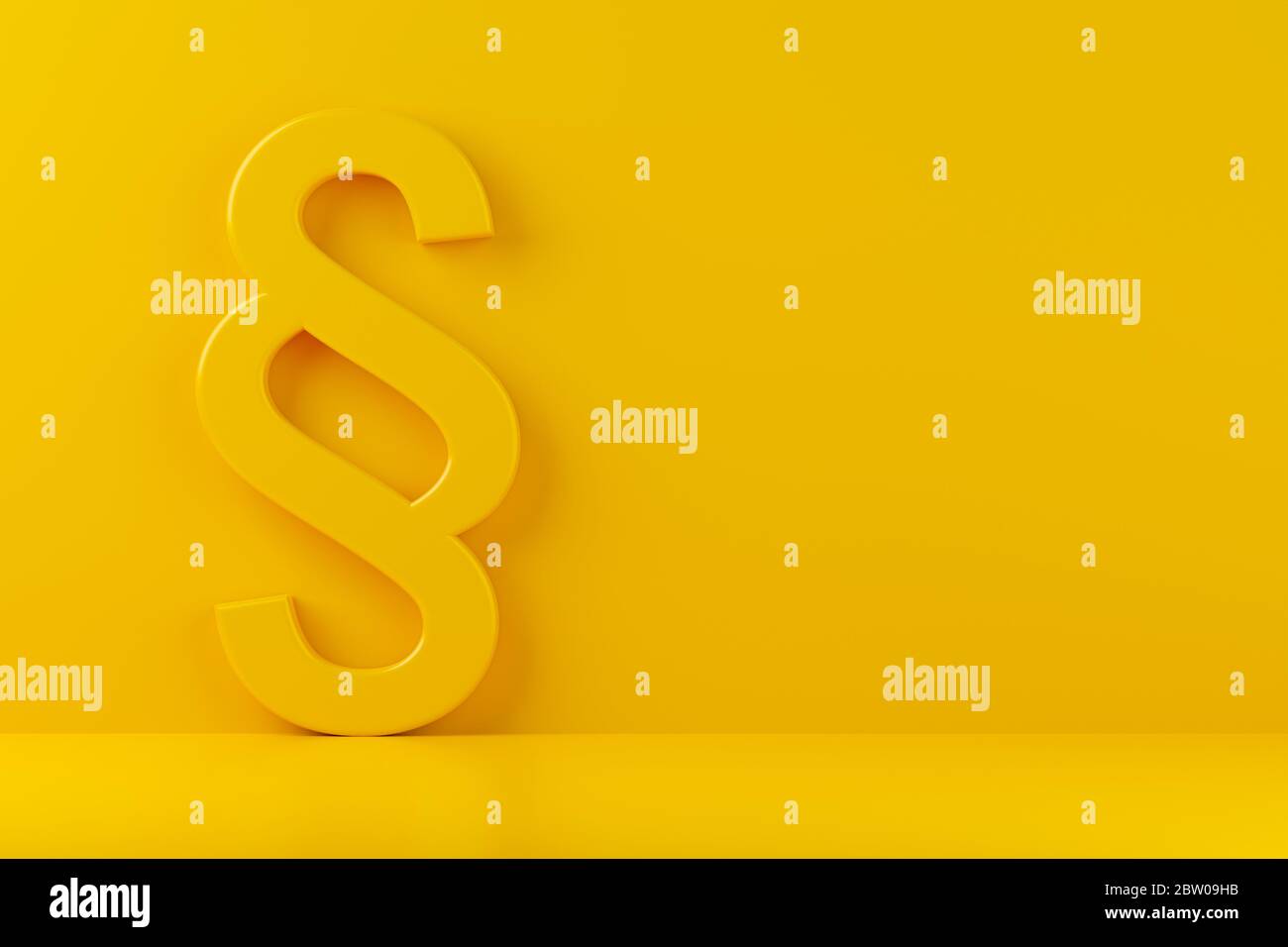 Yellow section sign on yellow background, modern minimal law, justice ...