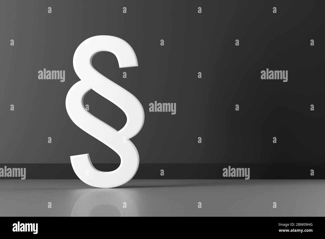White section sign on room background with concrete floor, law, justice ...